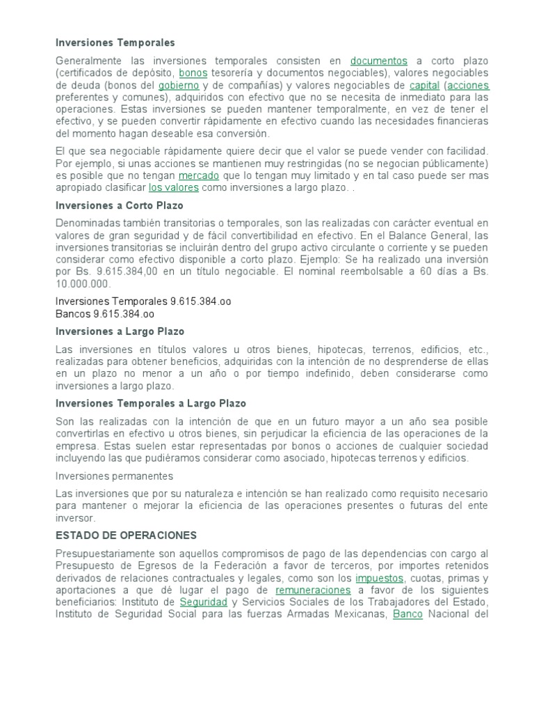Inversiones Temporales | PDF | Compartir (Finanzas) | Inversiones