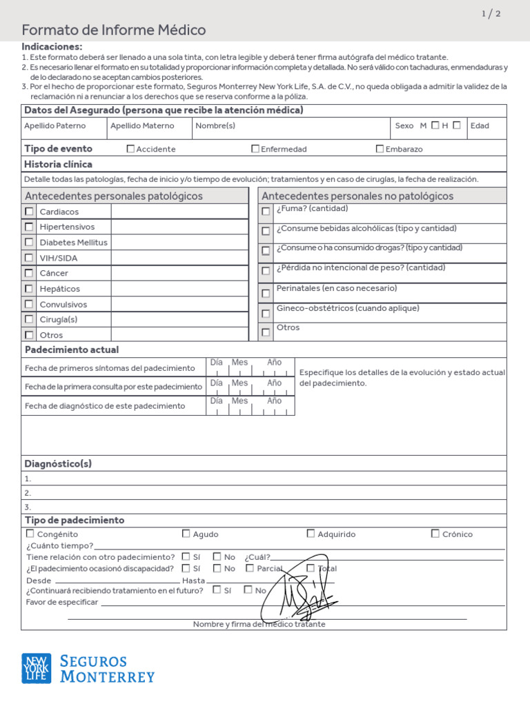 Informe Médico para Seguros Monterrey | PDF | Hospital | Salud pública