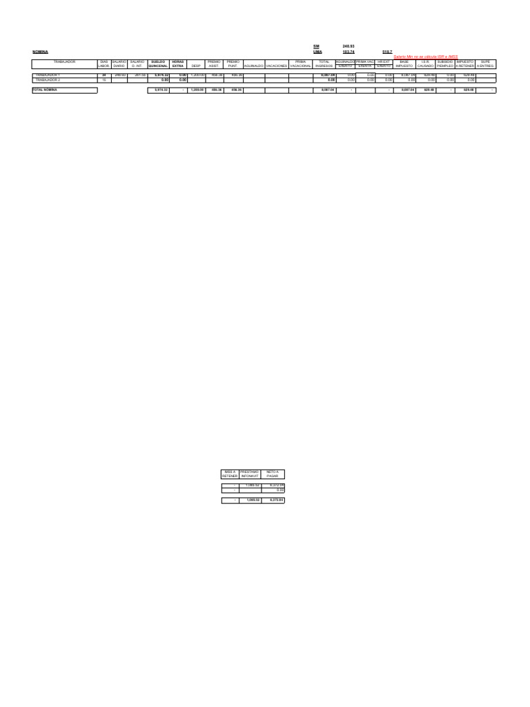 Nomina Ejemplo Pdf Economias