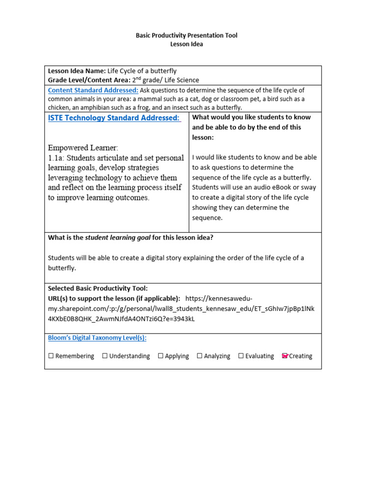 Bpts Basic Productivity Tools Lesson Idea Template 1 | PDF | Learning | Project Based Learning