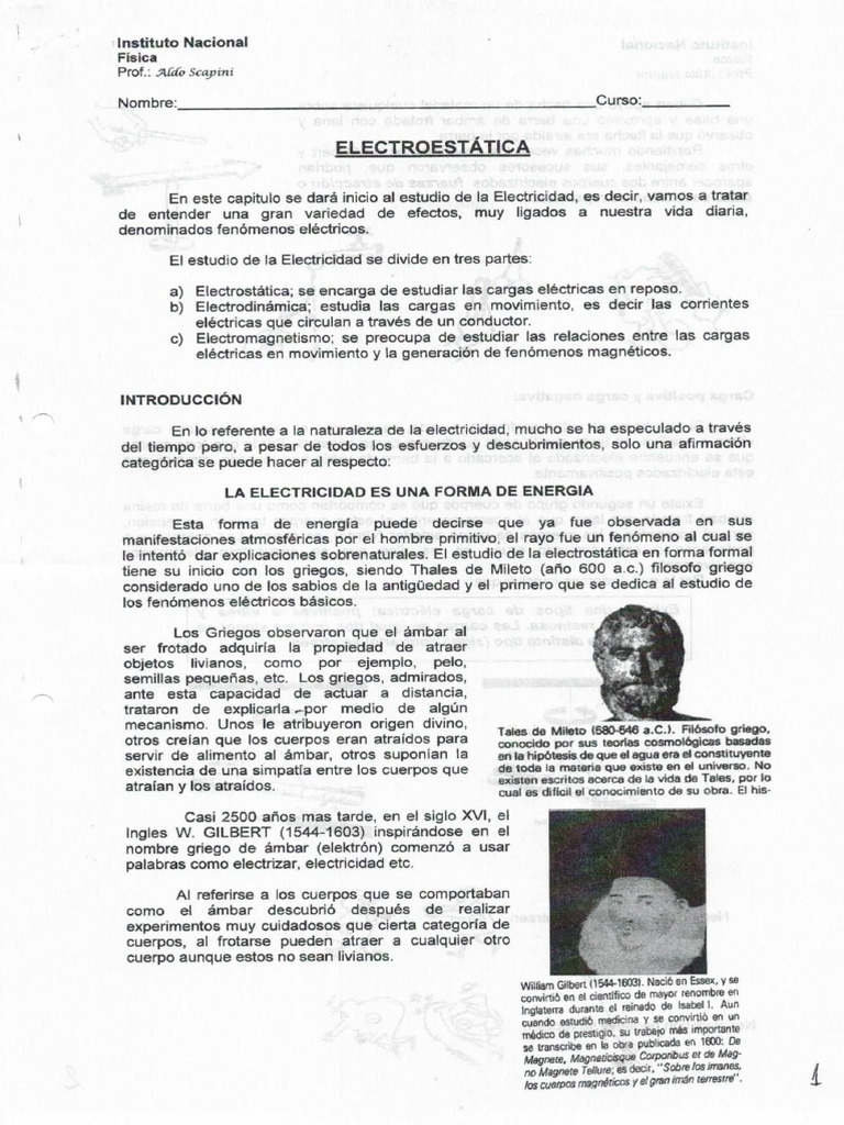 4° Física Electivo Electrostática. | PDF