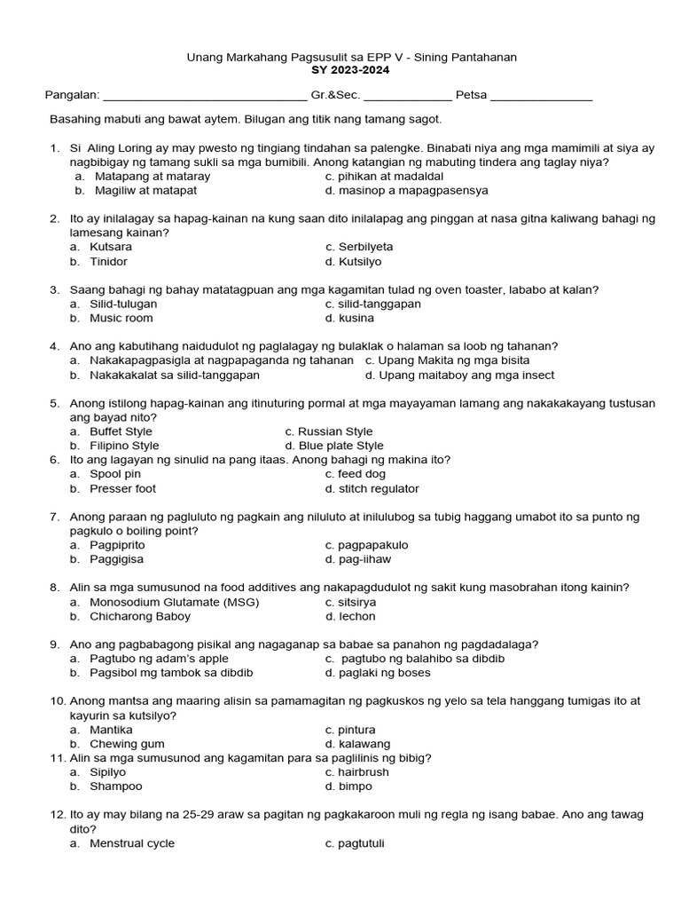 PT - Epp-He 5 - Q1 | PDF