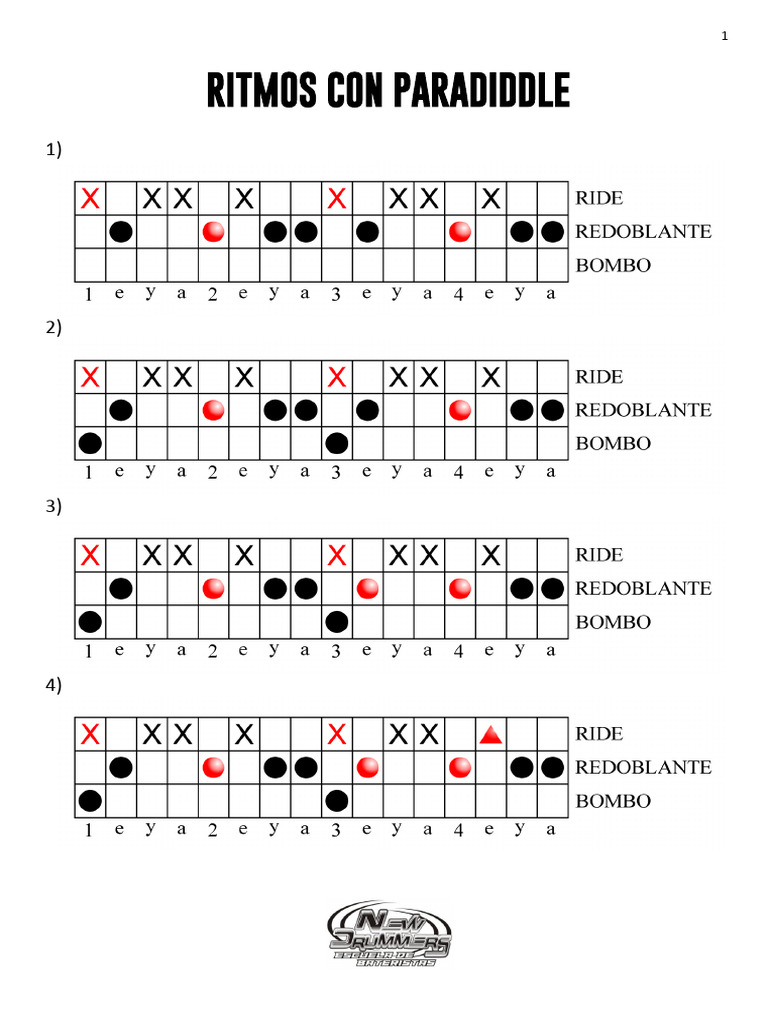Ritmos Con Paradiddle | PDF