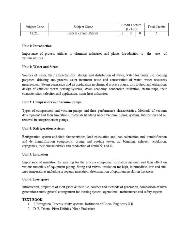Process Plant Utilities Guide | PDF