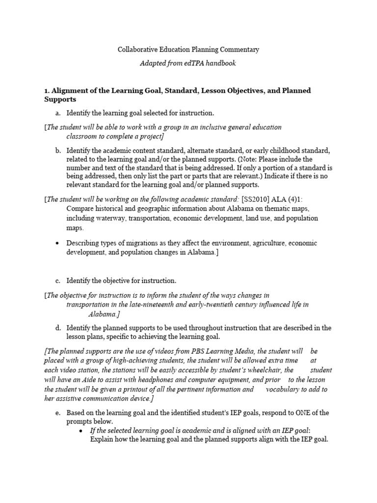 Byerly - Draft Lesson Plan Commentary | PDF | Learning | Individualized Education Program