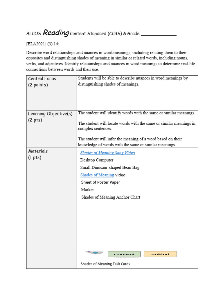 Byerly - Case Study Lesson Plan 1 | PDF | Word | Syntax