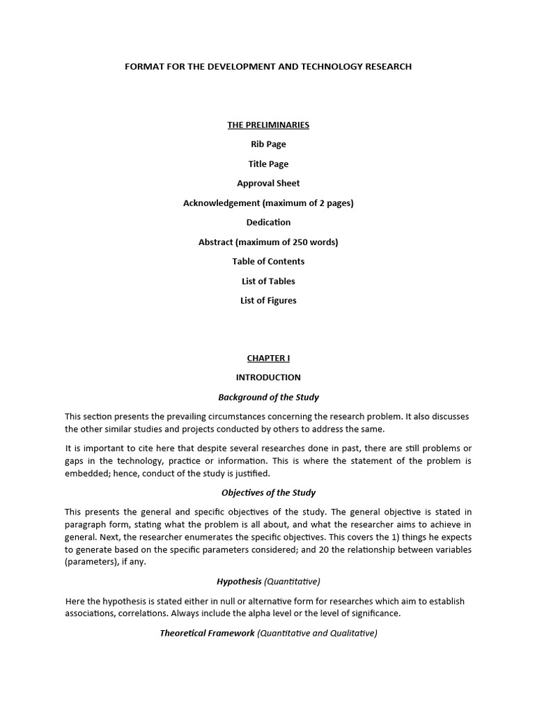 Format For The Development and Technology Research | PDF | Methodology ...