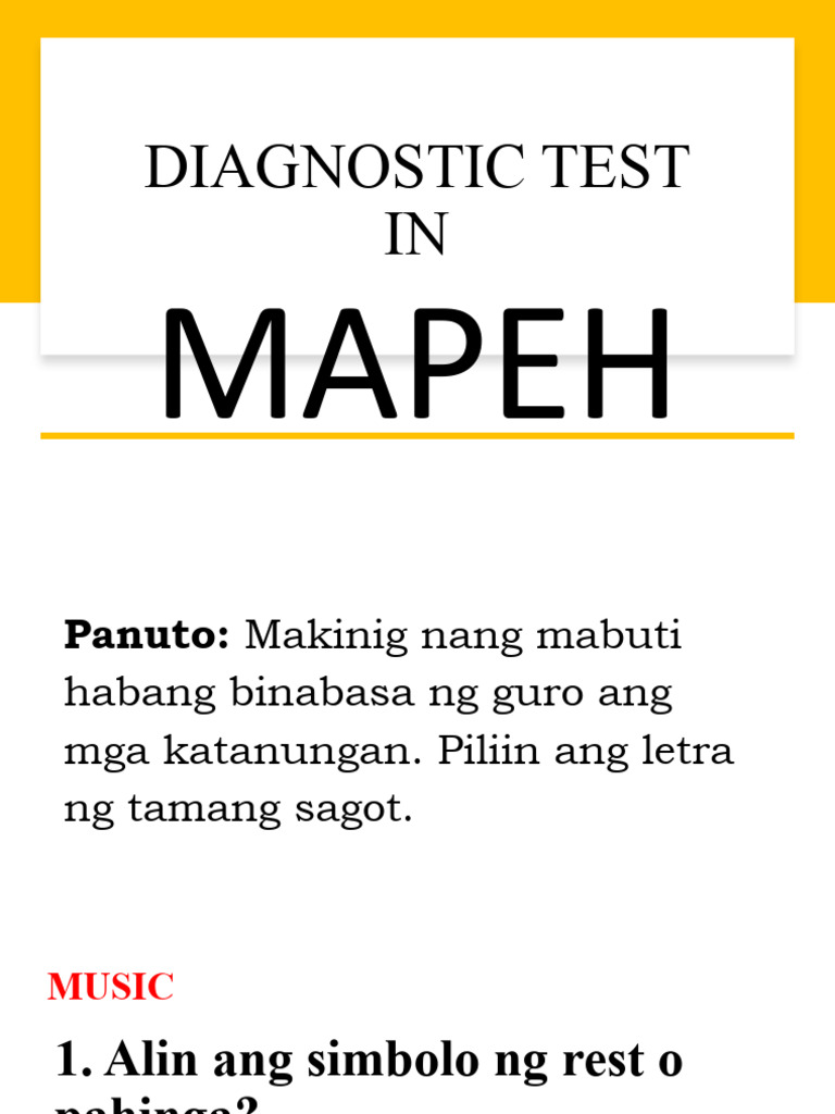 Diagnostic Test in Mapeh 1 | PDF