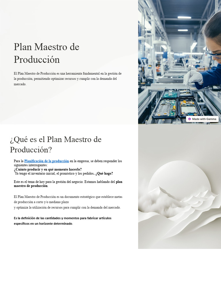 1plan Maestro de Produccion | PDF | Planificación de recursos empresariales | Planificación