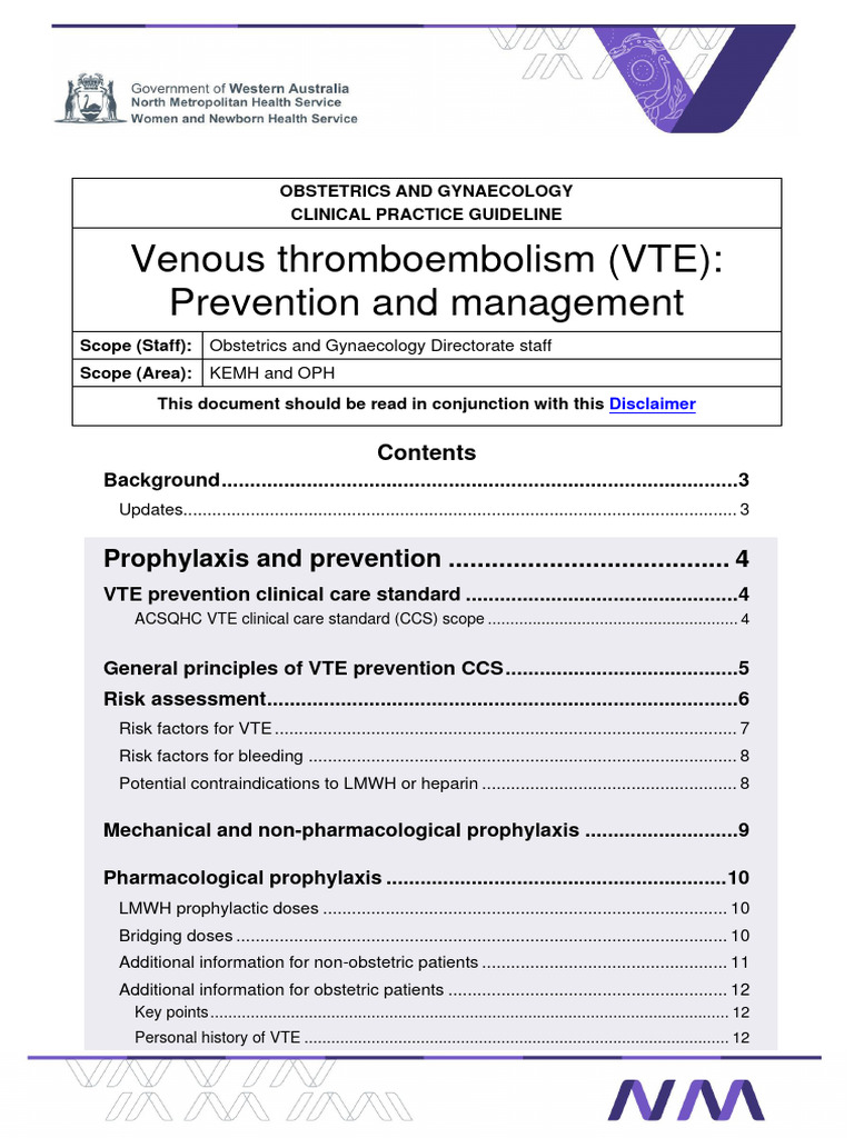Venous Thrombosis and Embolism Prevention and Management | PDF ...