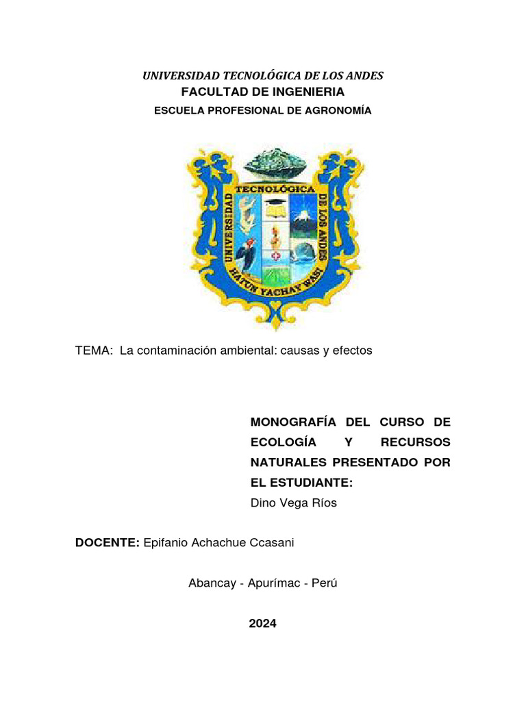 Monografia Contaminacion Ambiental Causas y Efectos | PDF | Residuos ... Monografia Contaminacion Ambiental Causas y Efectos | PDF | Residuos ...