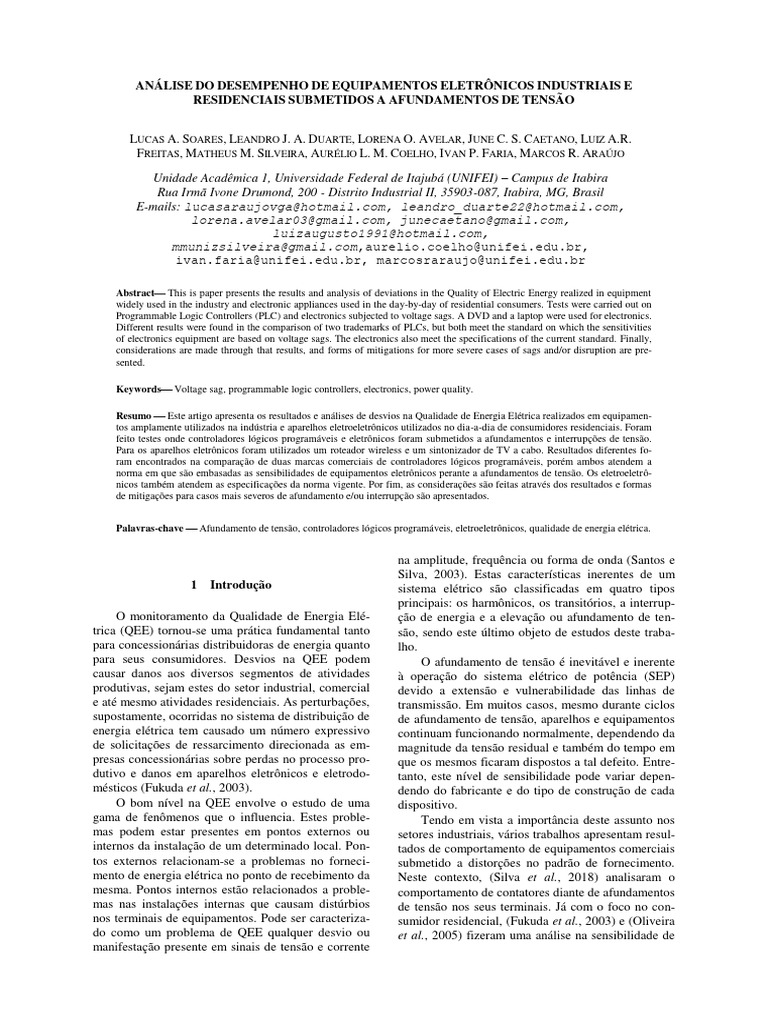 ANÁLISE DO DESEMPENHO DE EQUIPAMENTOS ELETRÔNICOS INDUSTRIAIS E ... ANÁLISE DO DESEMPENHO DE EQUIPAMENTOS ELETRÔNICOS INDUSTRIAIS E ...