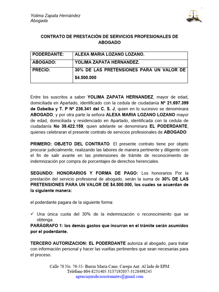 Contrato de Prestación Alexa Lozano | PDF | Justicia | Crimen y violencia