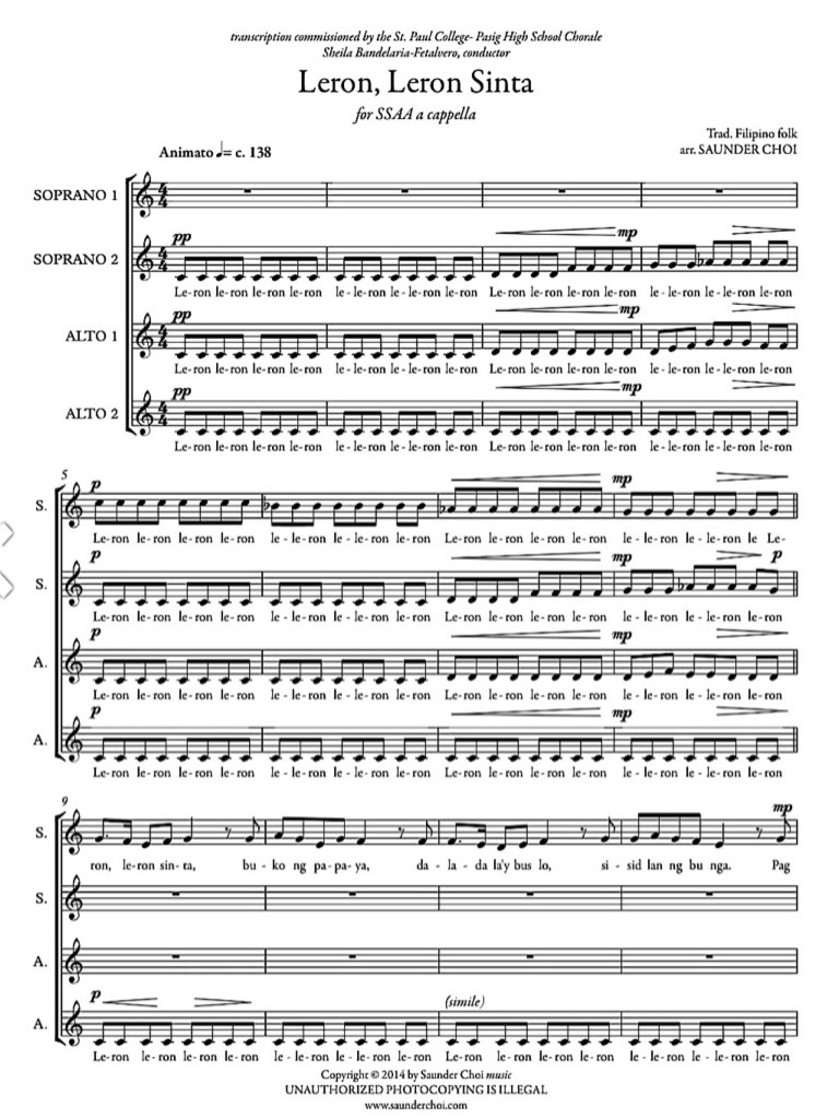 Leron Leron Sinta SAUNDER CHOI SSAA | PDF Leron Leron Sinta SAUNDER CHOI SSAA | PDF