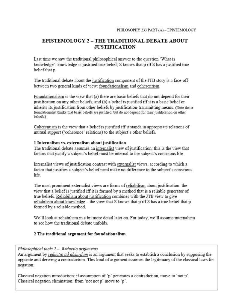 233 Lecture3 | PDF | Knowledge | Internalism And Externalism