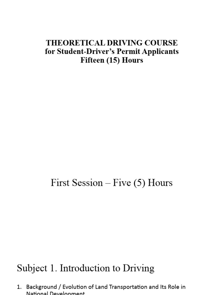 Theoretical Driving Course | PDF | Traffic | Driving