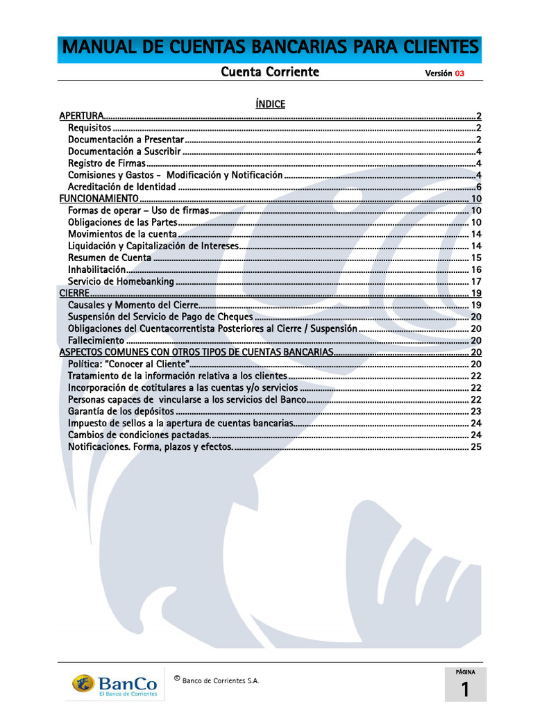 Manual de Cuenta Corriente | PDF | Bancos | Economias