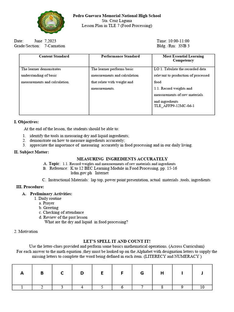 Demonstration-Lesson-Plan-Food Processing CO2 | PDF | Learning ... Demonstration-Lesson-Plan-Food Processing CO2 | PDF | Learning ...