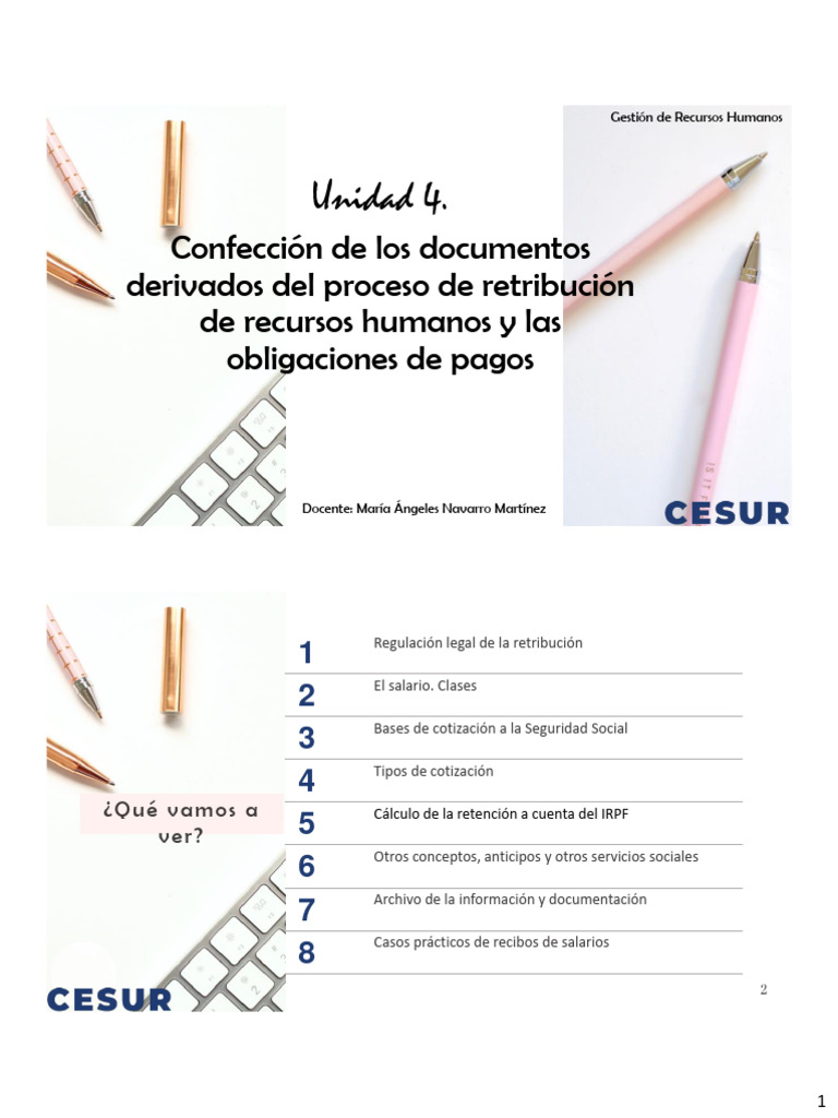 Unidad 4. Confección de Los Documentos Derivados Del Proceso de Retribucion de Recursos Humanos ...