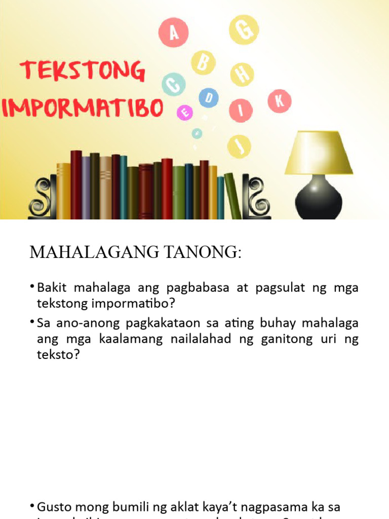 Presentation Tekstong Impormatibo | PDF