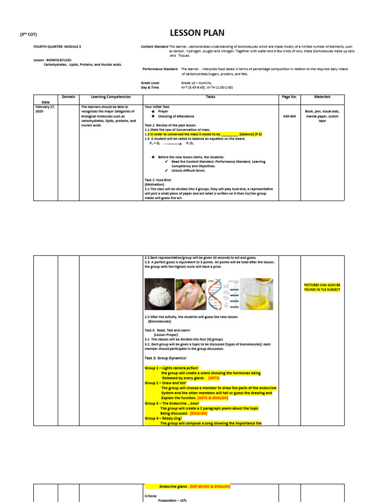 SCIENCE 10 DEMO 4th QUARTER | PDF | Proteins | Biomolecules
