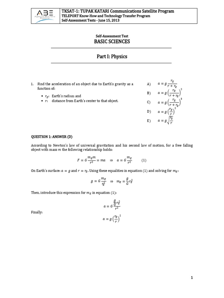 TKSAT 1 Teleport KHTT Self Assessment Tests Answers Solutions | PDF ...