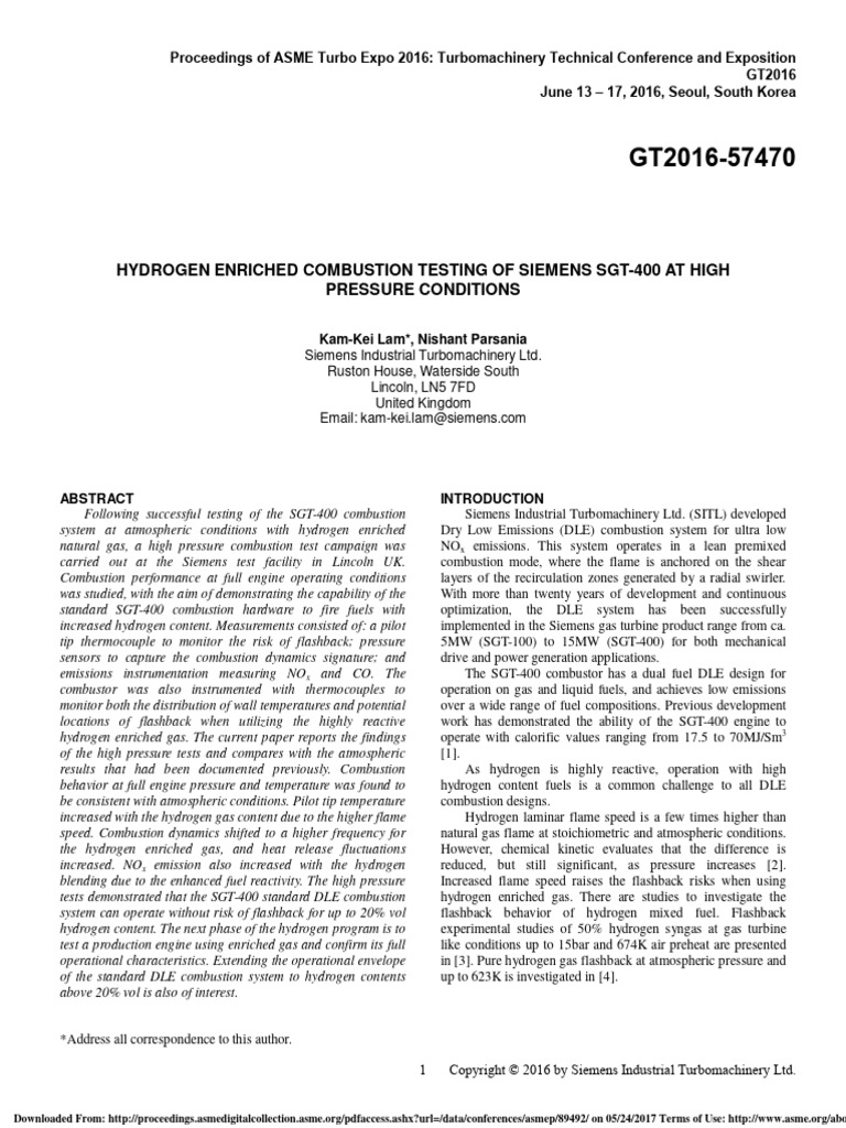 2016 - Kam-Kei Lam - Hydrogen Enriched Combustion Testing of Siemens ...