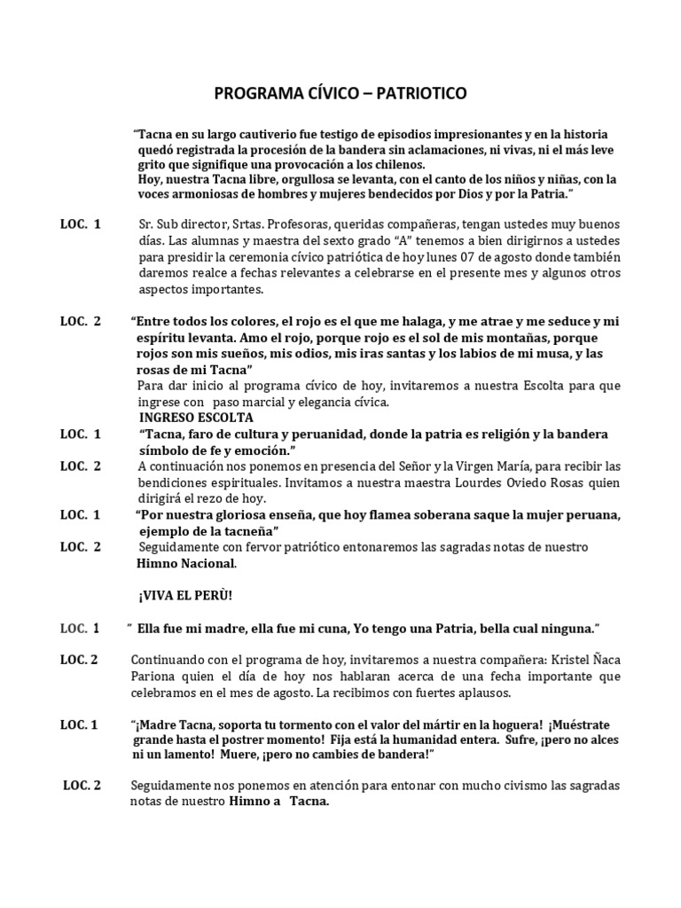 Programa Civico Patriotico-Agosto-2023 | PDF