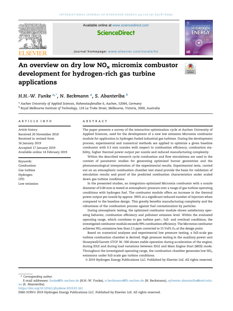 2019 - An Overview On Dry Low NOx Micromix Combustor Development For ...