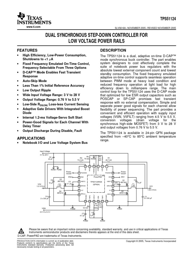 Dual Synchronous Step-Down Controller For Low Voltage Power Rails | PDF | Electromagnetism ...