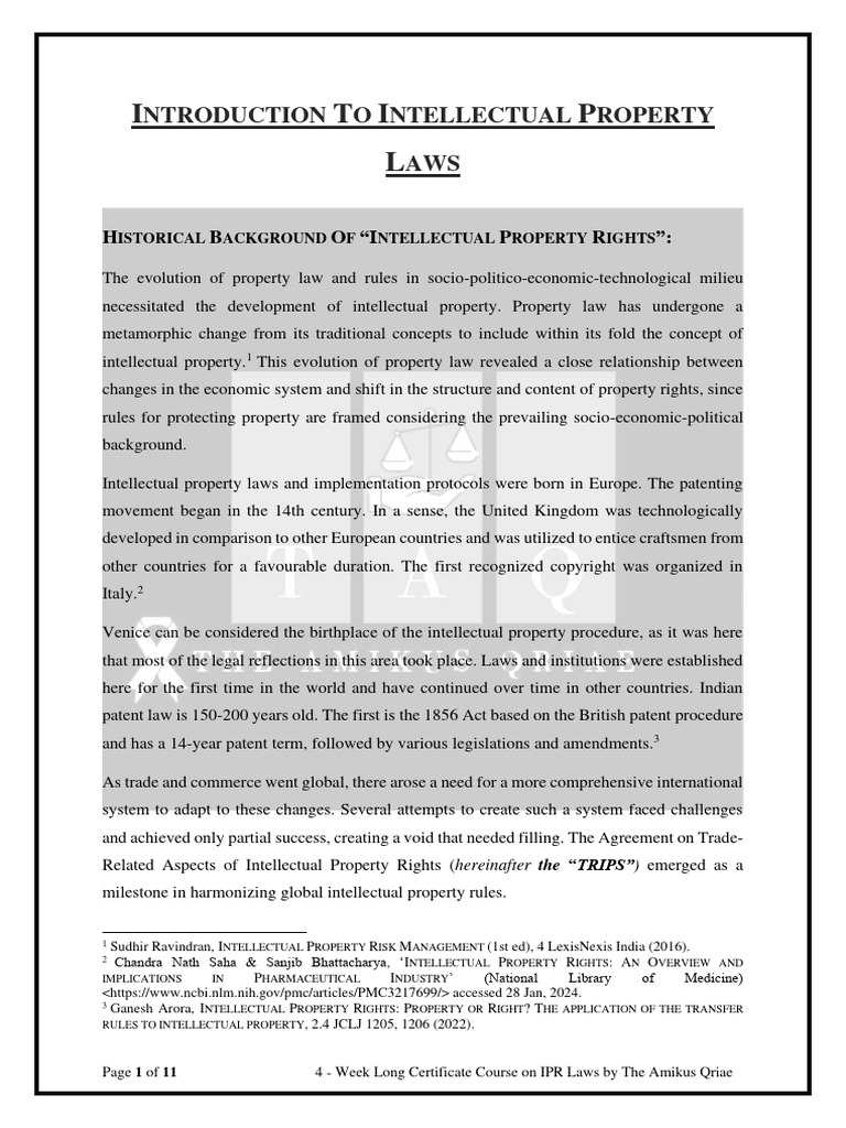 INTRODUCTION (TAQ) | PDF | Intellectual Property | World Intellectual Property Organization