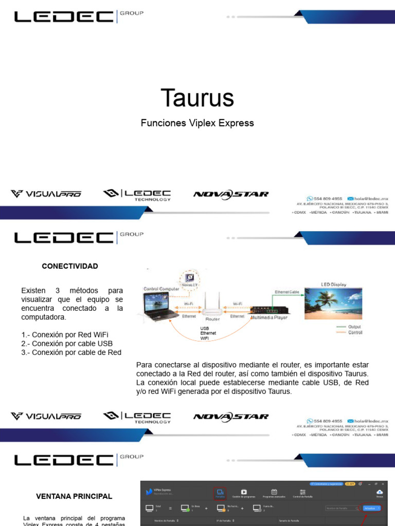 Taurus - Funciones Viplex Express | PDF | Red de computadoras | Monitor de computadora