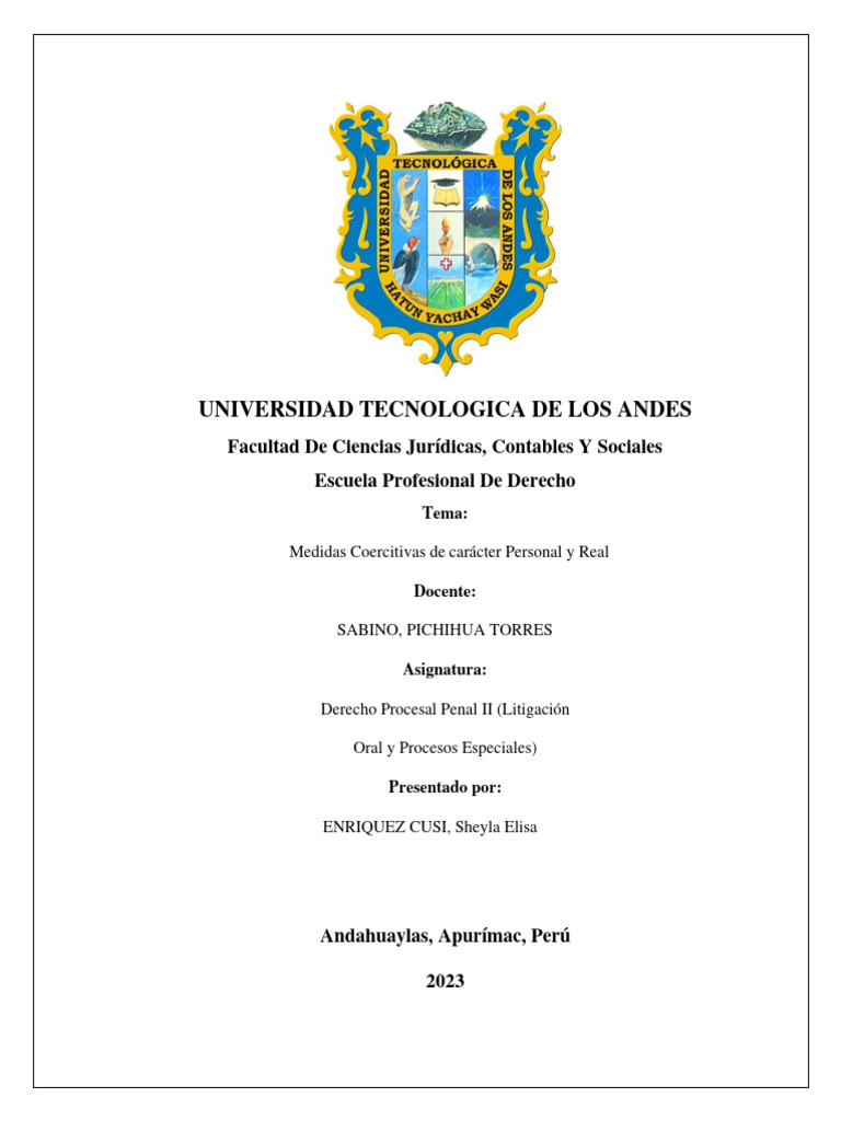 Medidas De Coercion Personal Y Real 2 0 Elisa Enriquez Cusi Pdf