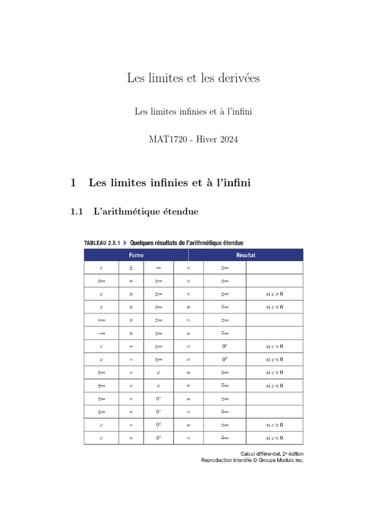 Limites infinies et asymptotes | PDF | Limite (mathématiques ...