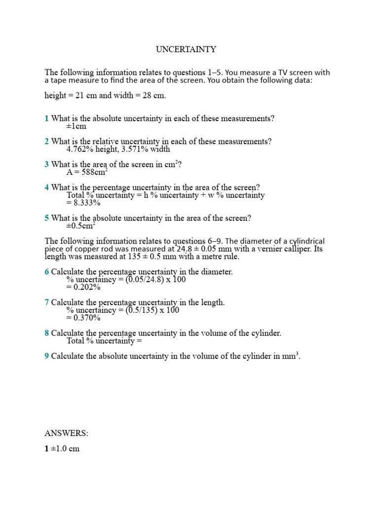 Uncertainty Pdf