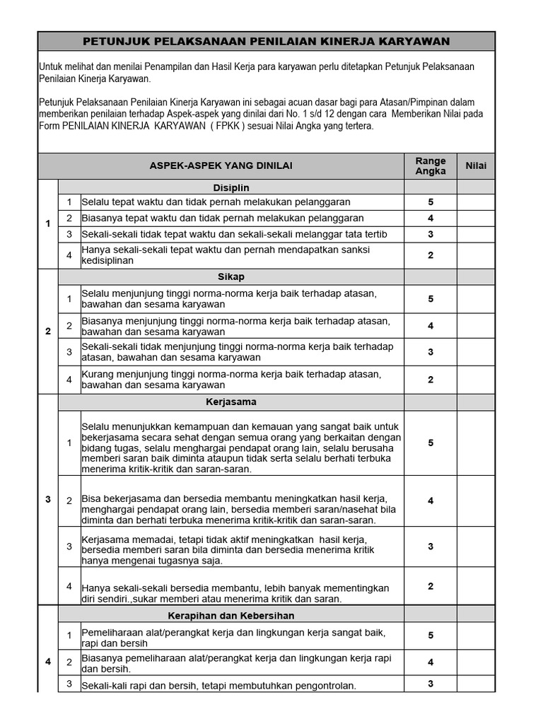 Form Penilaian Karyawan 1 (Web) | PDF | Karier & Perkembangan