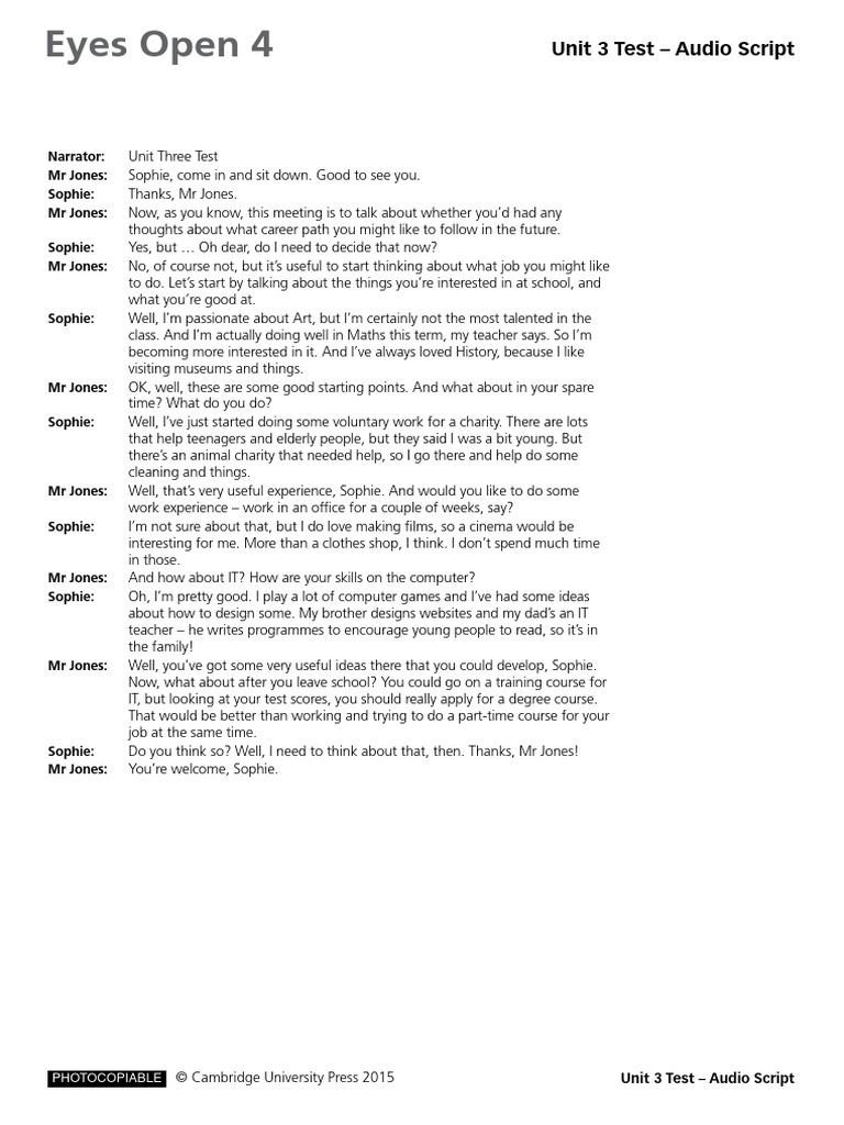 Unit 3 - Test Audio Script | PDF