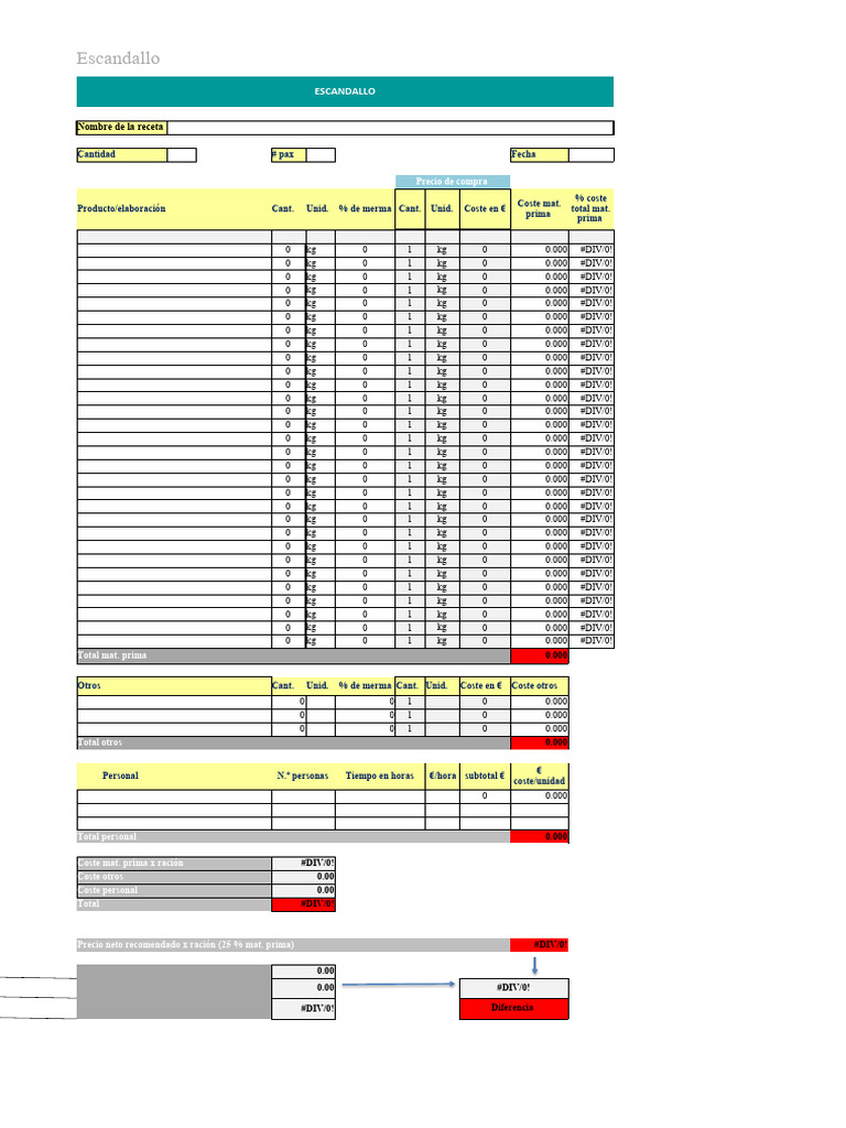 Escandallo en Excel | PDF | Ciencias de la Tierra | Navegación