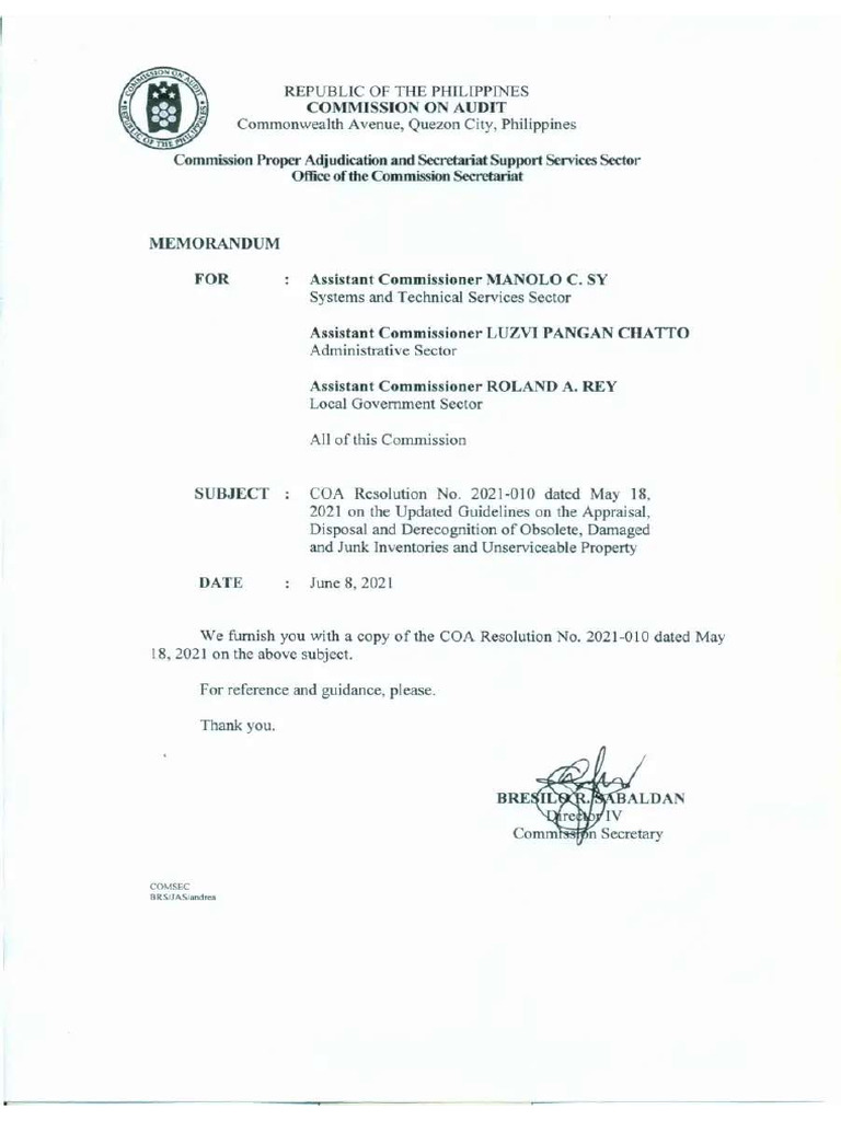 COA Circular 2010 010 S 2010-1 | PDF