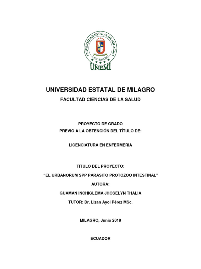 Urbanorum spp: Protozoo Intestinal y Epidemiología | PDF | Diarrea