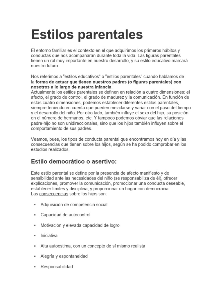 Estilos Parentales | PDF | Psicología Social | Conceptos psicologicos