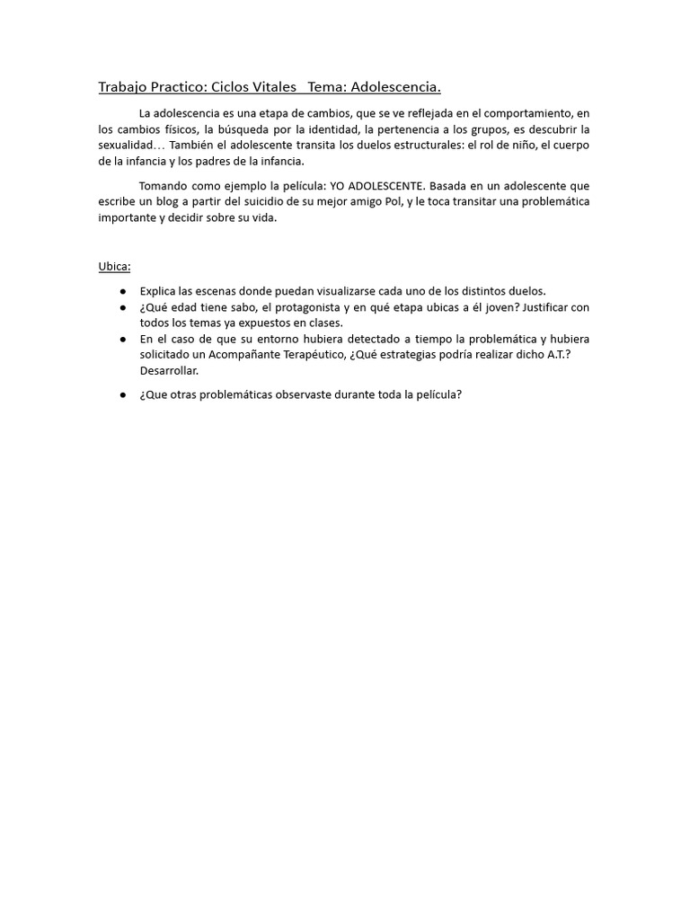 TP Peli Yo Adolescente | PDF