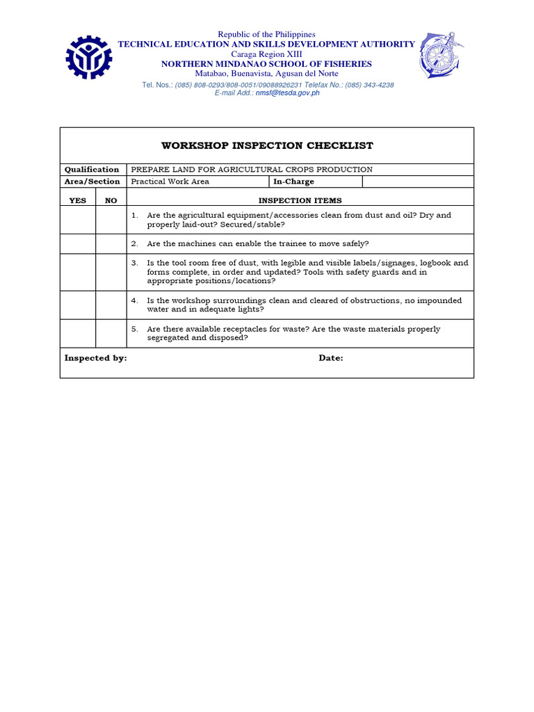 Inspection Checklist | PDF | Manufactured Goods | Mechanical Engineering
