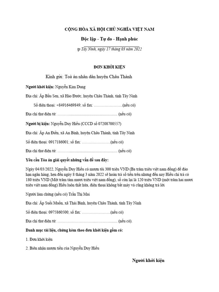 1 - Mau Don Khoi Kien | PDF