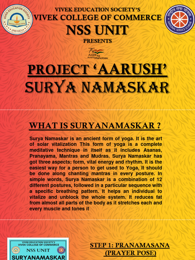PROJECT AARUSH - SURYANAMASKAR | PDF | Asana | Abdomen