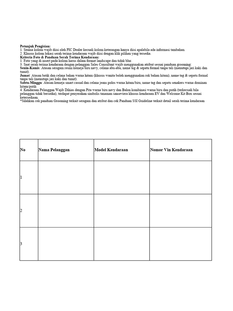 Form Template Rekap Dokumentasi Handover | PDF | Bisnis | Pengelolaan ...