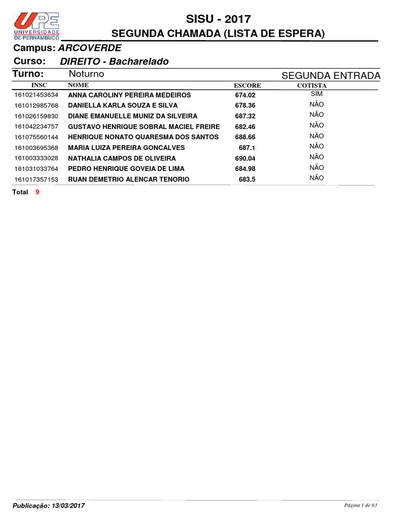 SiSU 2017 Chamada2 | PDF