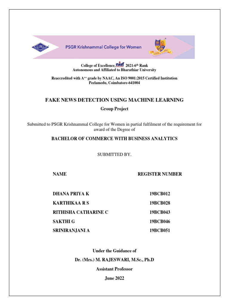 Team 1 - Final Document | PDF | Support Vector Machine | Machine Learning