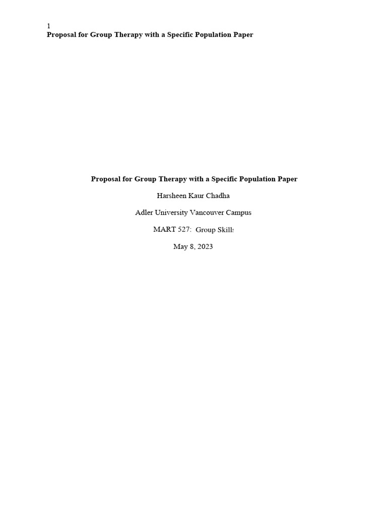 Proposal For Group Therapy With A Specific Population Paper | PDF | Art ...