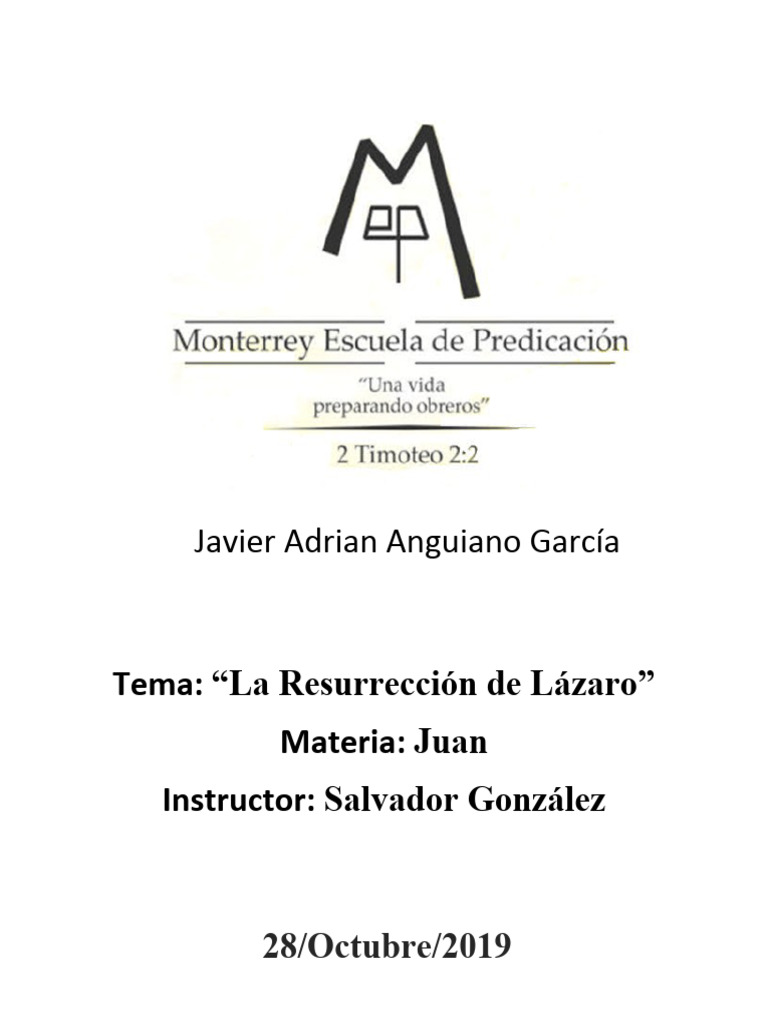 La Resurrecion de Lazaro - Tema Juan | PDF | Vida eterna (cristianismo) | Jesús